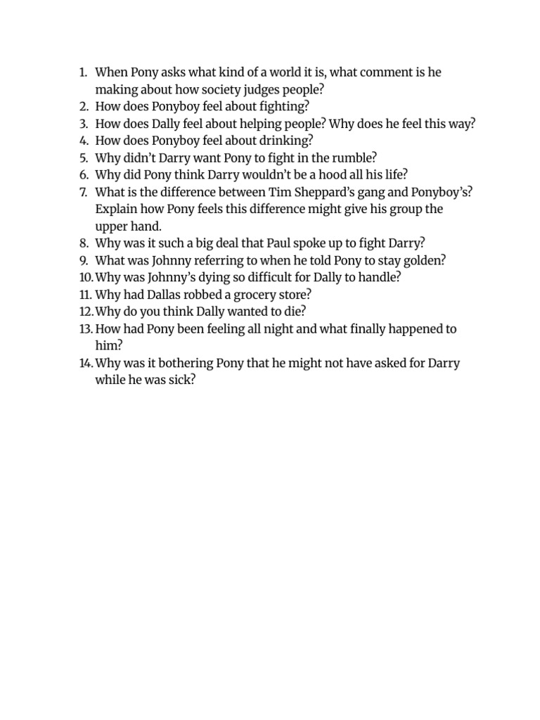 Outsiders Chapter 9 & 10 | PDF