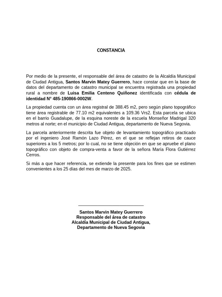 Constancia para Maria Flora Gutierrez | PDF