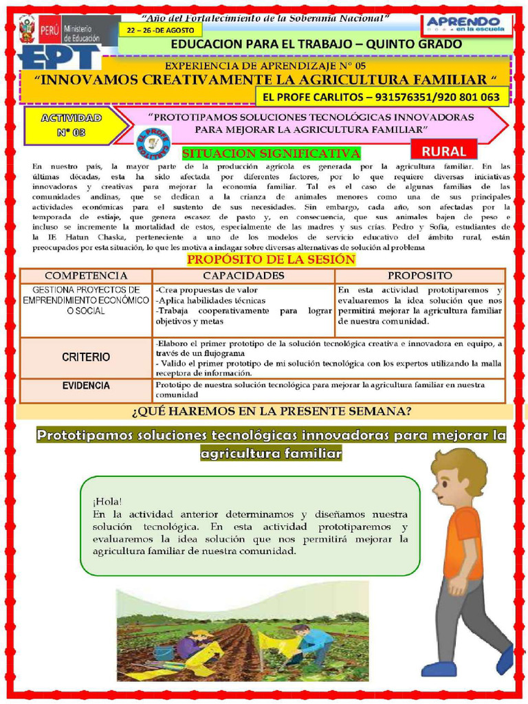 Experiencia de Aprendizaje #05 - Actividad #03 - 5to Grado - Ept-Rural - 00001 | PDF