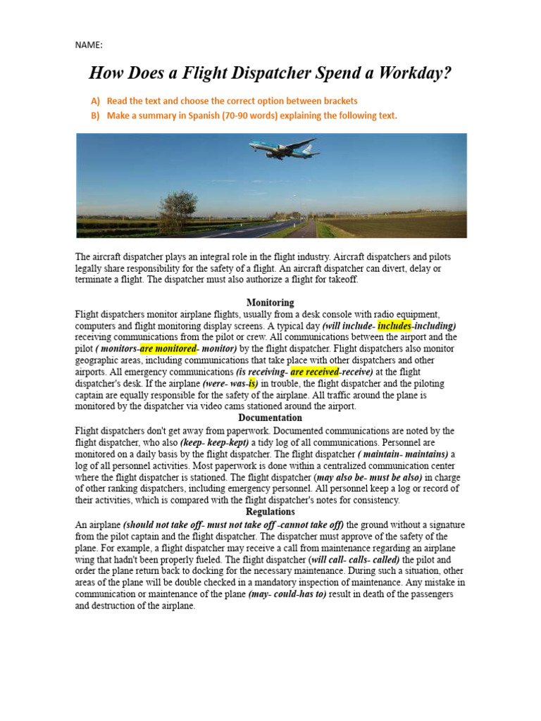 Flight Dispatcher Assignment | PDF | Dispatcher | Airport