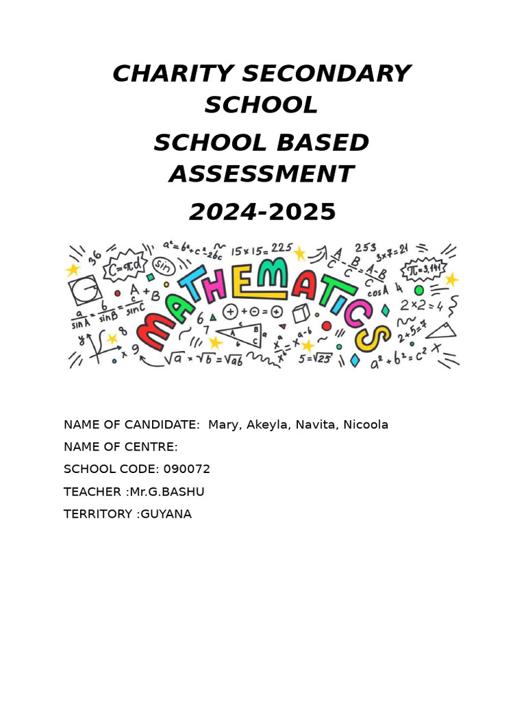 Charity Secondary School School Based Assessment 2024 | PDF