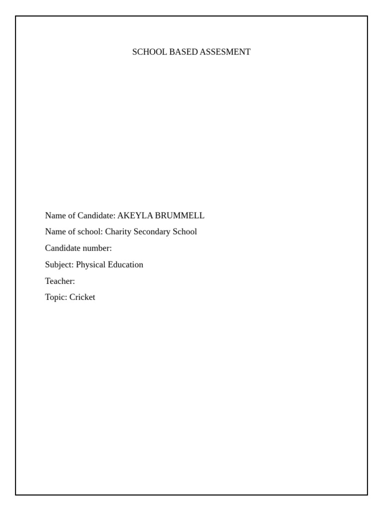 Akeyla Brummell P.E Sba | PDF | Test Cricket | Cricket