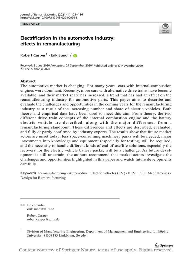 Electrification in The Automotive Industry Effects | PDF | Electric ...