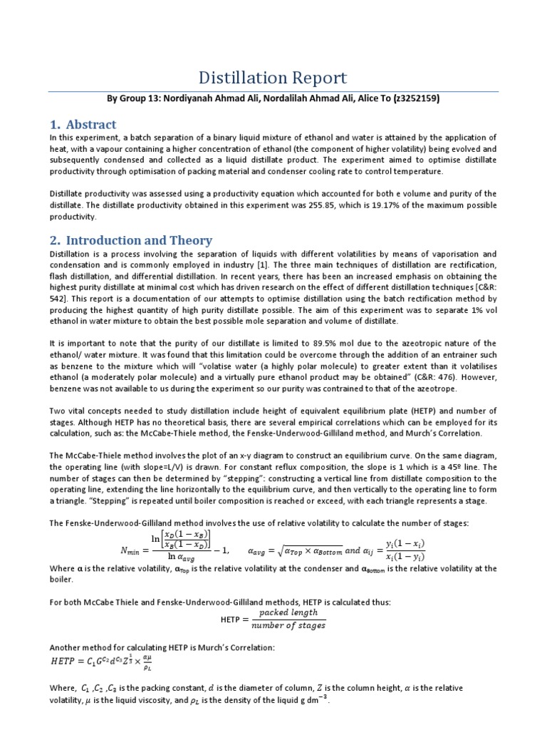 Final Report Distillation | Download Free PDF | Distillation ...