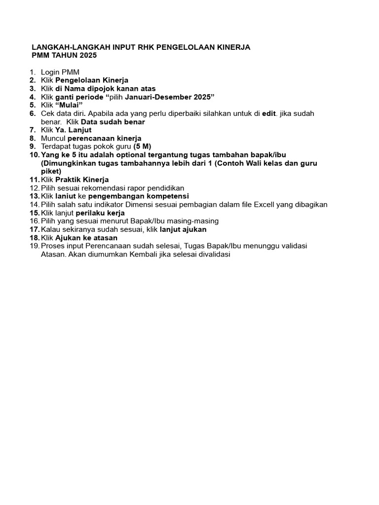 LANGKAH INPUT RHK PMM 2025 | PDF