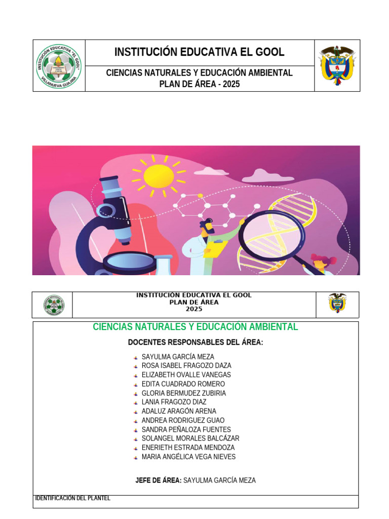 Plan de Area Ciencias Naturales - Gool 2025 | PDF | Plan de estudios ...