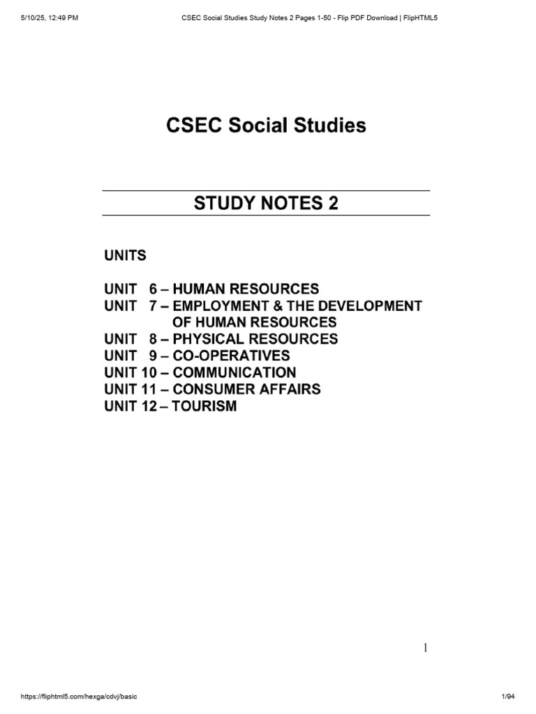 CSEC Social Studies Study Notes 2 | PDF | Technical Communication ...