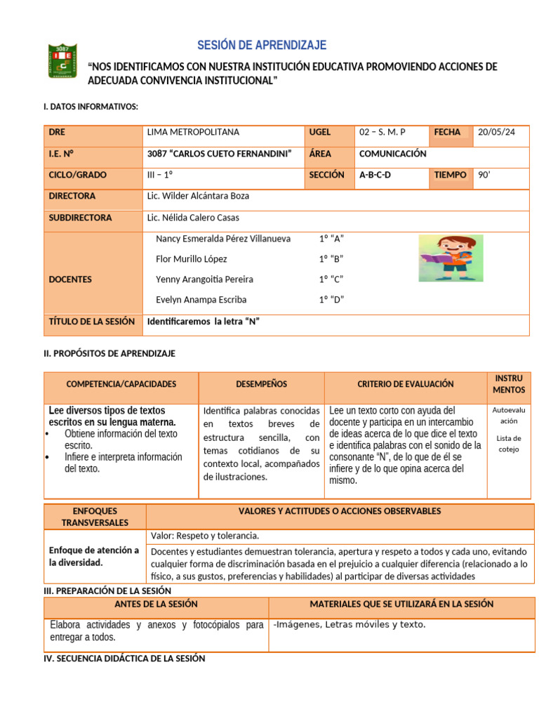 1 ° Sesión Comunic - Letra N Lunes 20 Mayo | PDF | Comunicación humana | Comunicación