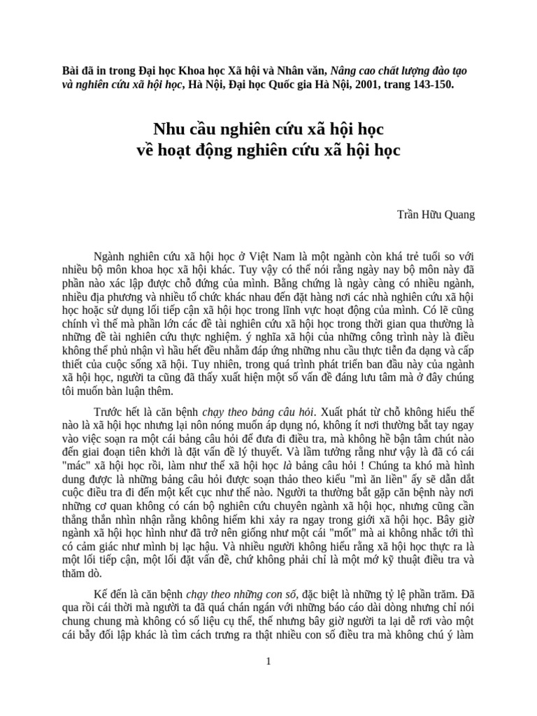 Nhu cầu nghiên cứu XHH | PDF