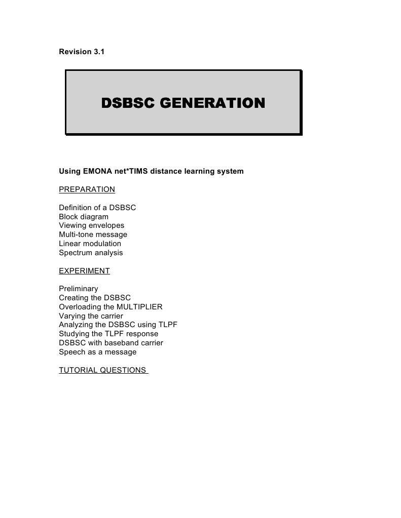 Understanding DSBSC Modulation Techniques | PDF | Amplitude | Modulation