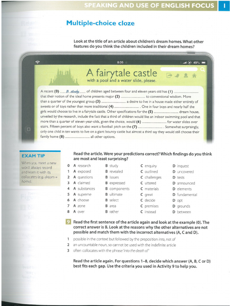 Multiple - Choice - Cloze and Vocab | PDF