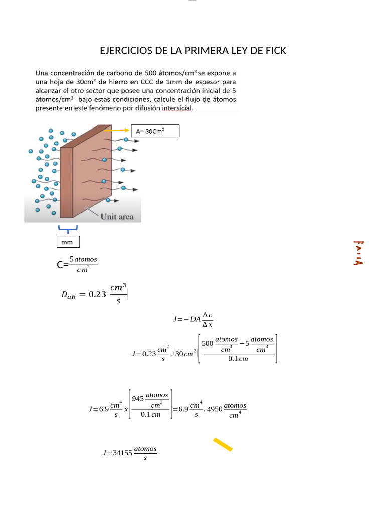 Ejercicios de La Primera Ley de Fick | PDF | Difusión | Concentración