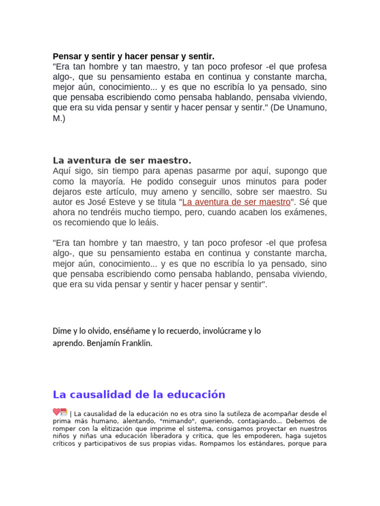 Pensar y Sentir y Hacer Pensar y Sentir | PDF | Amor | Sicología
