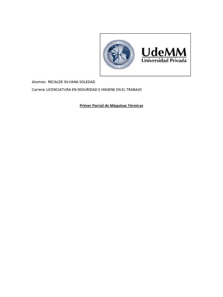 Parcial 1 MÃ - QUINAS TÃ - RMICAS RECALDE | PDF | Vapor | Gases