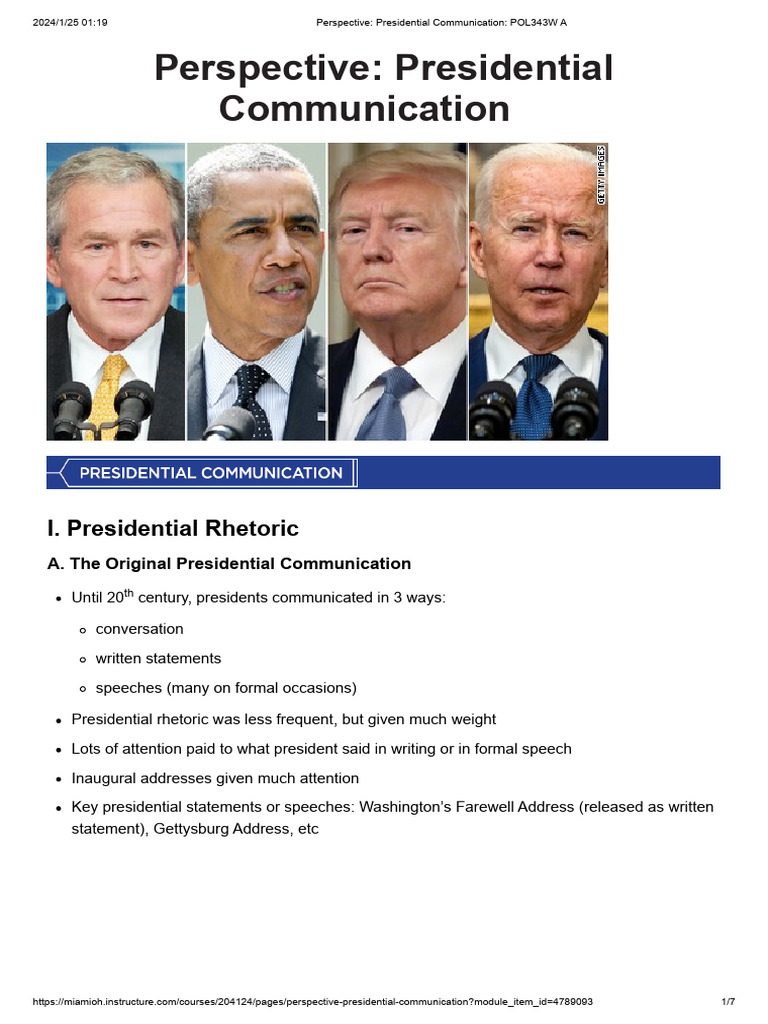 Perspective_ Presidential Communication_ POL343W A | PDF | Presidents ...