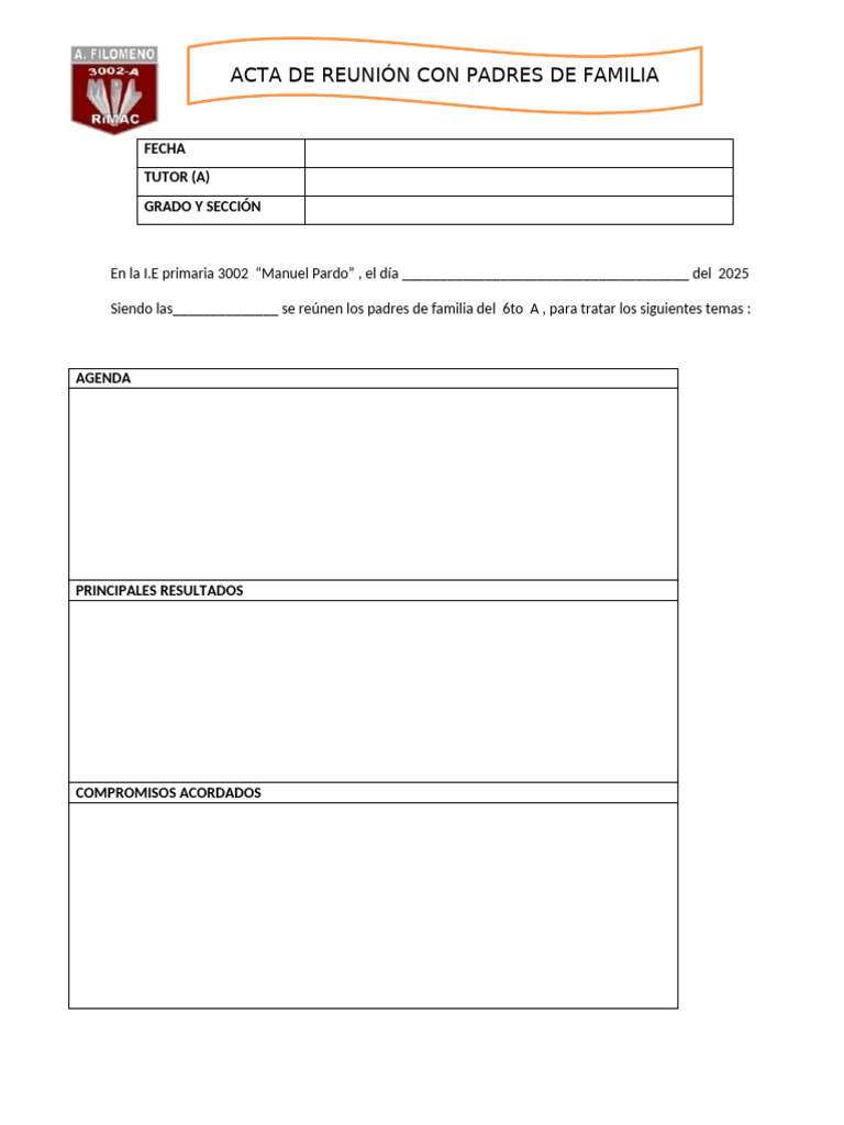 ACTA DE REUNIONES-PADRES | PDF