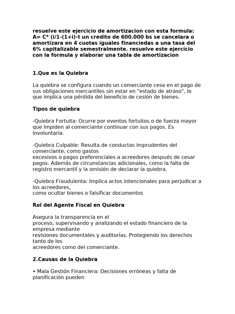 Resumen Quiebra | PDF | Bancarrota | Deuda
