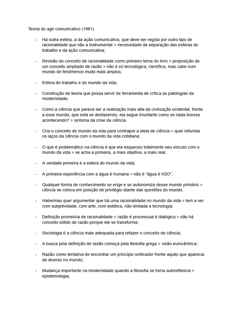 Teoria Do Agir Comunicativo | PDF | Science | Modernidade
