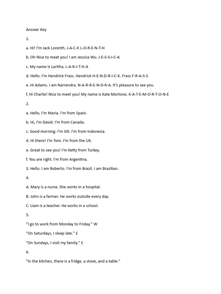 Answer Key English For Everyone Beginner Test | PDF