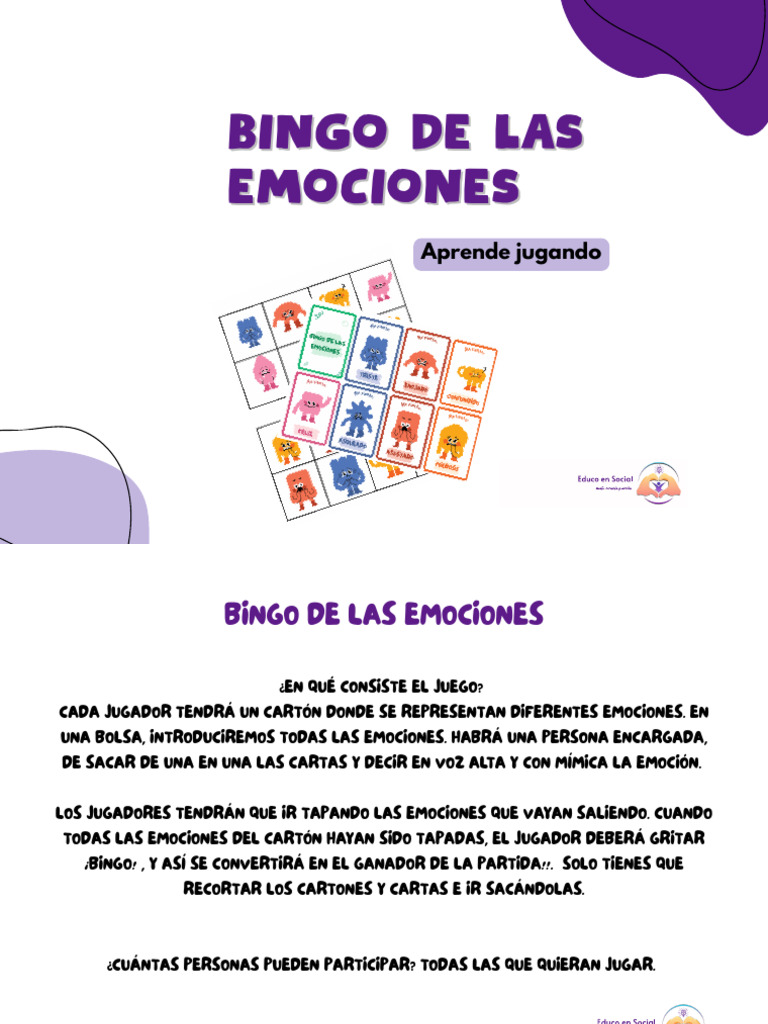 Bingo de Las Emociones 1747006666 | PDF
