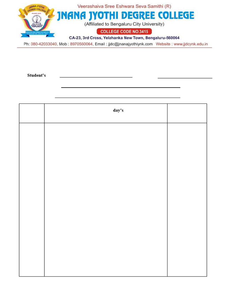 BCom 6th Semester Internship Log Sheet | PDF