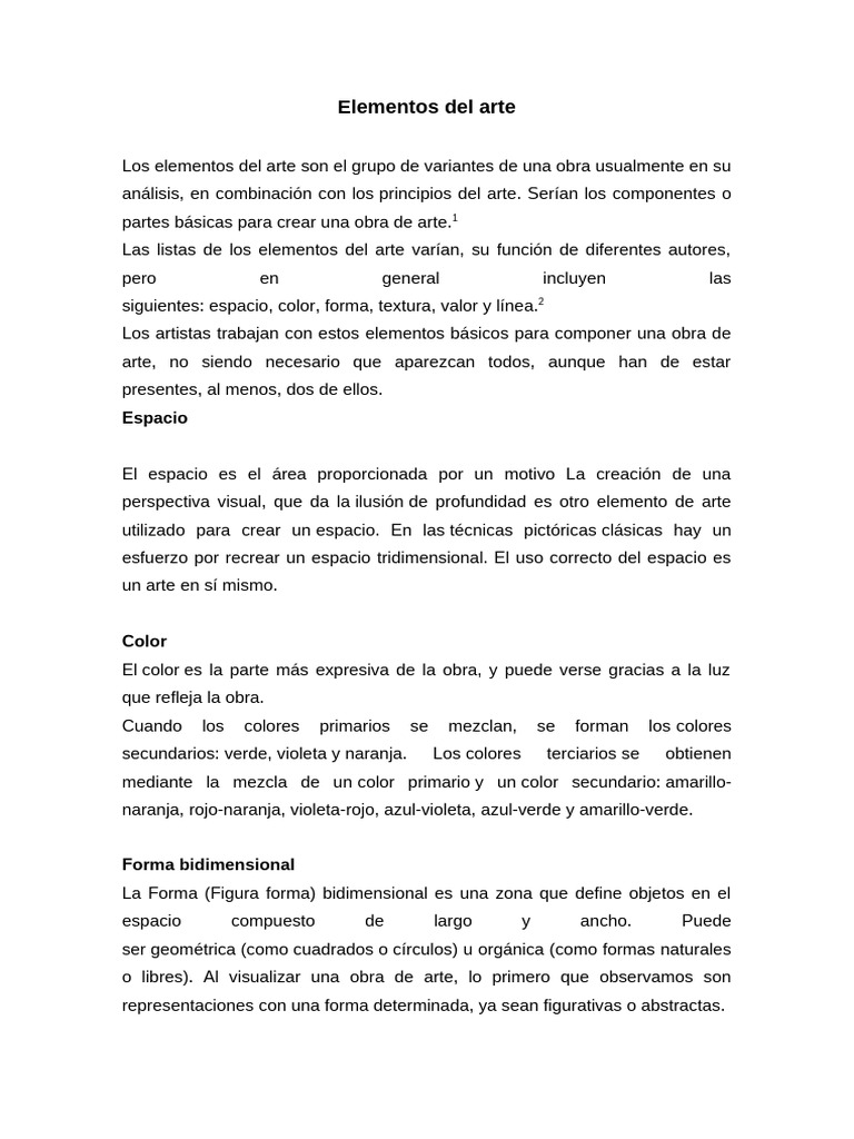 Elementos básicos del arte | PDF | Las artes | Visión