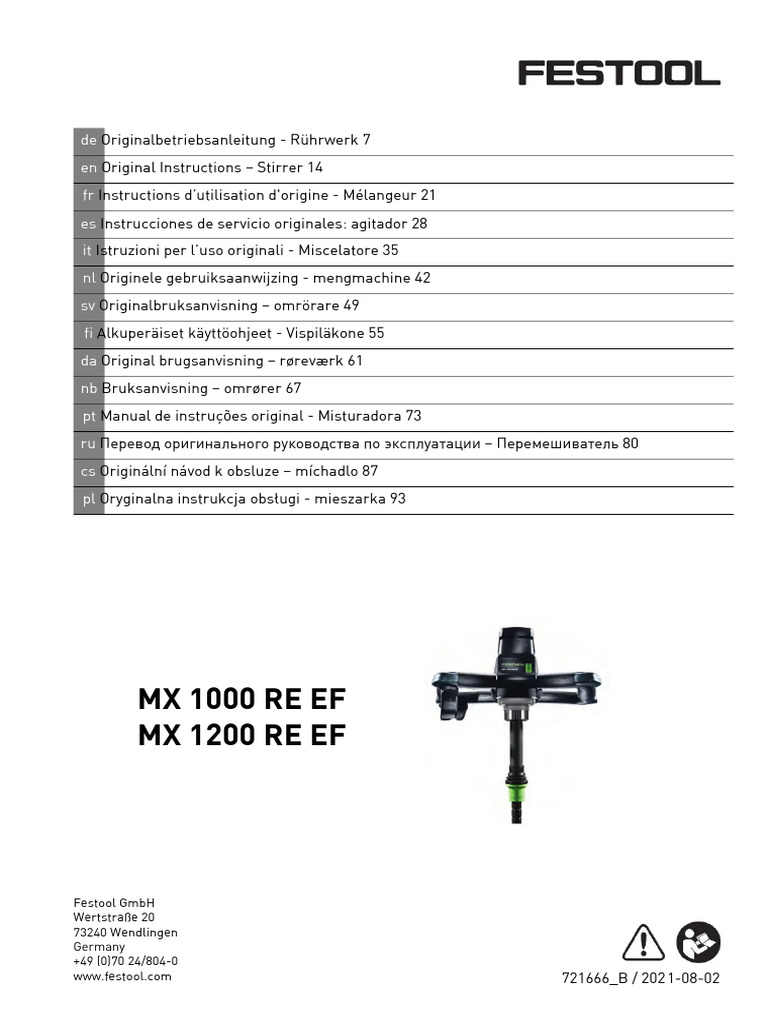 Manual de Instruções Festool MX 1200 RE EF HS2 (Português - 100 Páginas ...