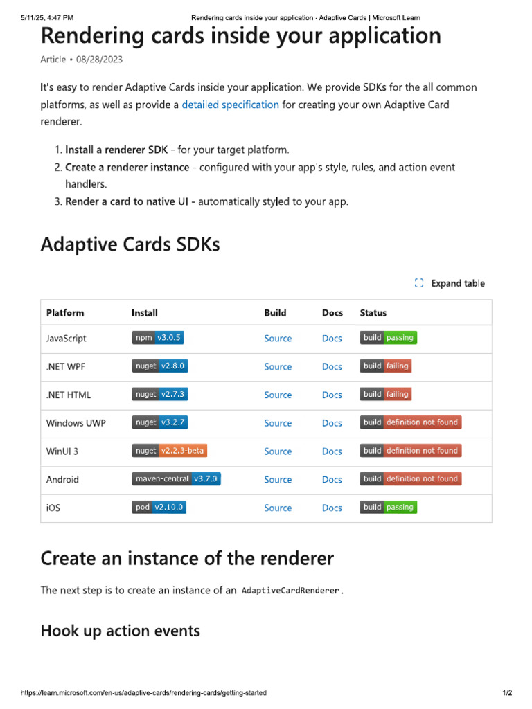 Rendering Cards Inside Your Application | PDF