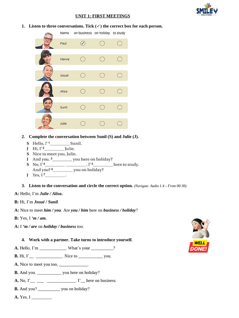 Worksheet - Unit 1 Revision Verb Be | PDF