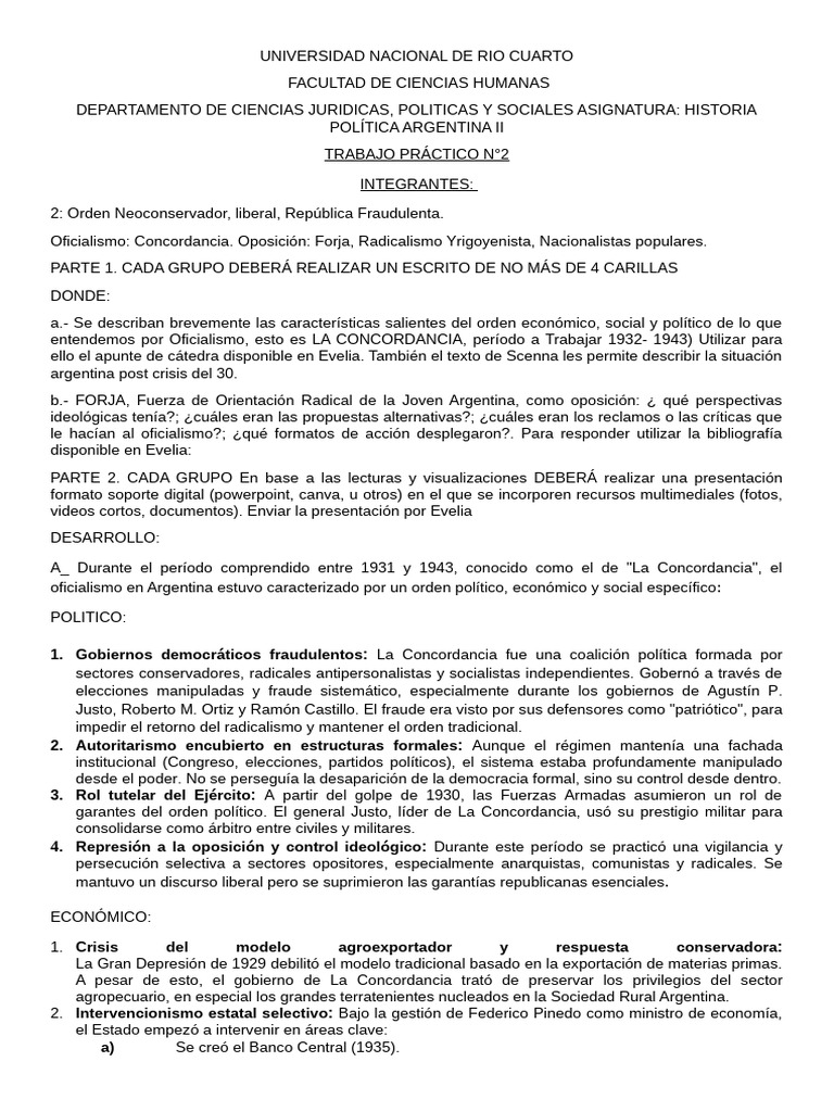 Trabajo Práctico N°2 Historia | PDF | Democracia | Ideologías políticas