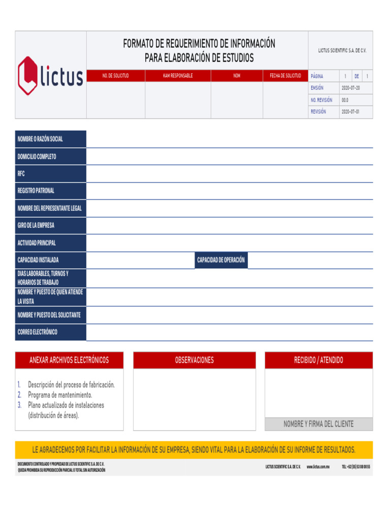 Formato de Requerimiento Lictus | PDF