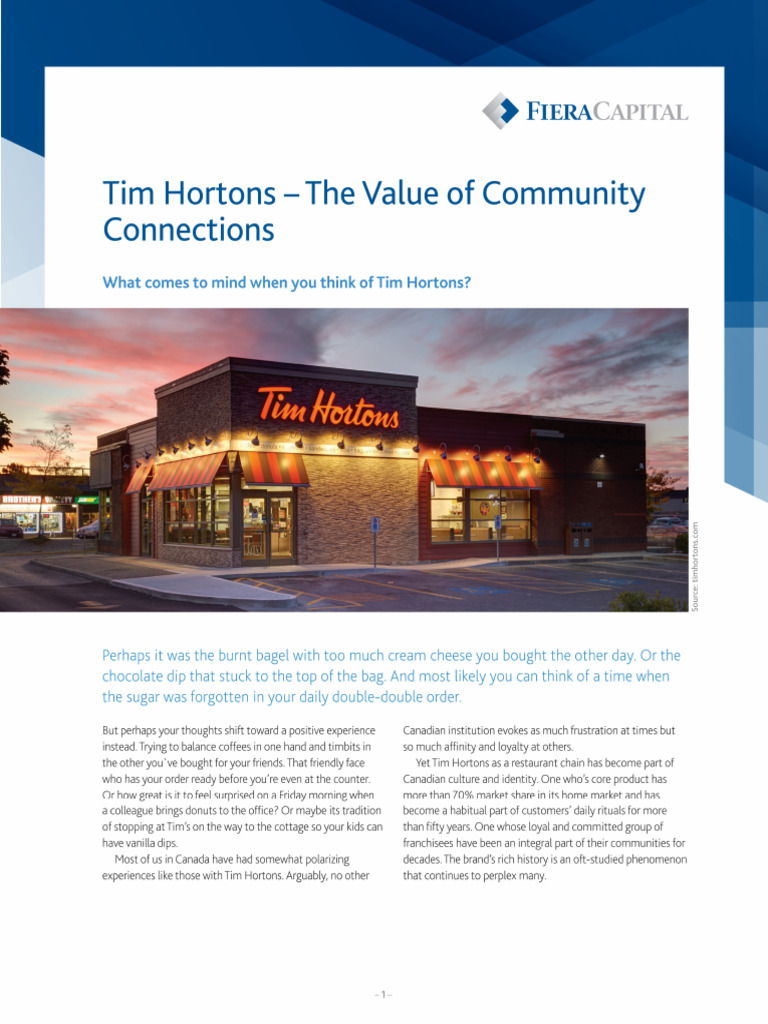 Tim Hortons Analysis PDF | PDF
