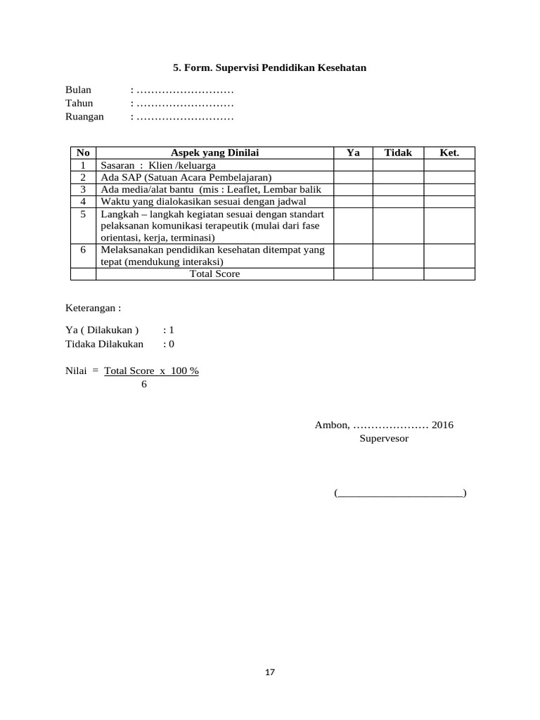 5.form Supervisi Pendidikan Kesehatan | PDF