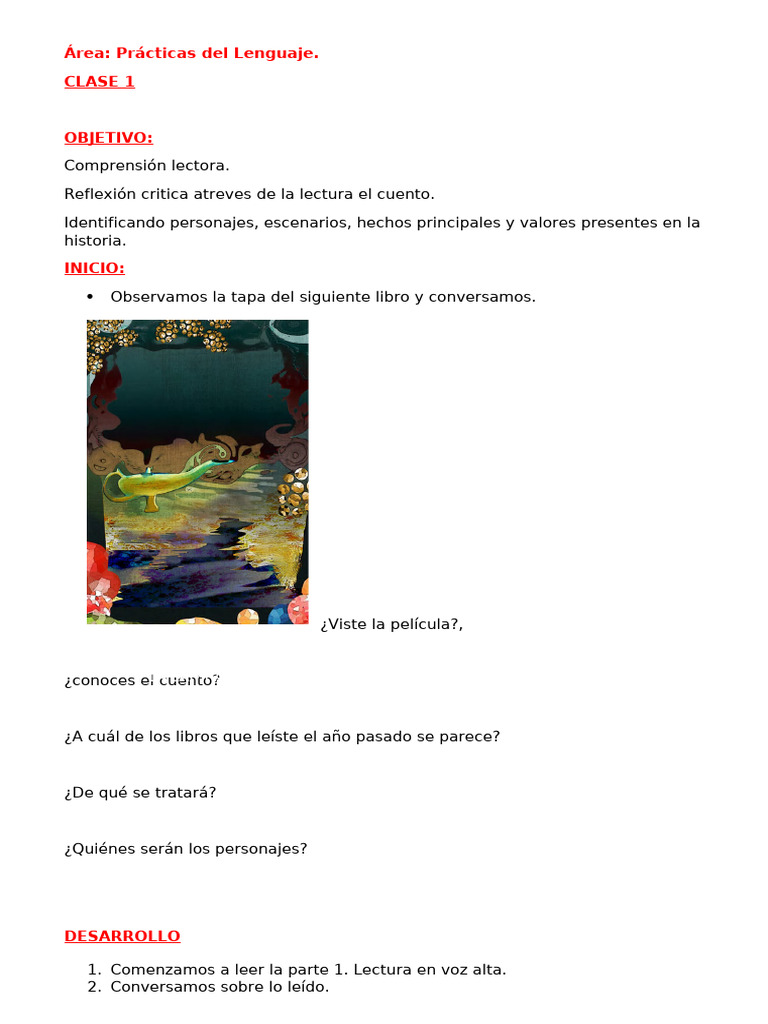Secuencia Actividades Lampara de Aladino 4 2025 | PDF