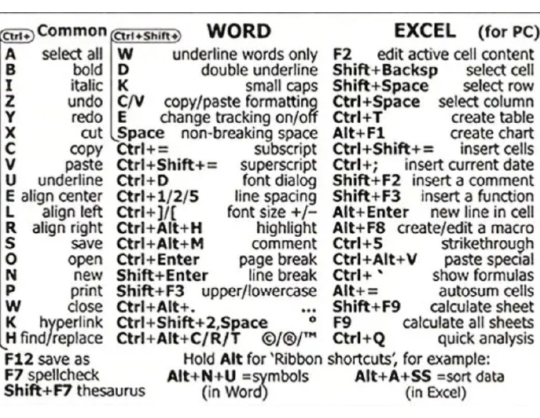 Comandos Word Excel | PDF