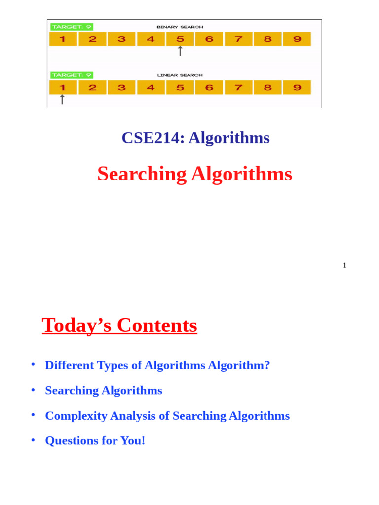 Lecture 4 Searching Algorithms Pdf Time Complexity Applied Mathematics
