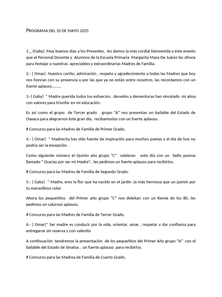 Programa Del 10 De Mayo Pdf