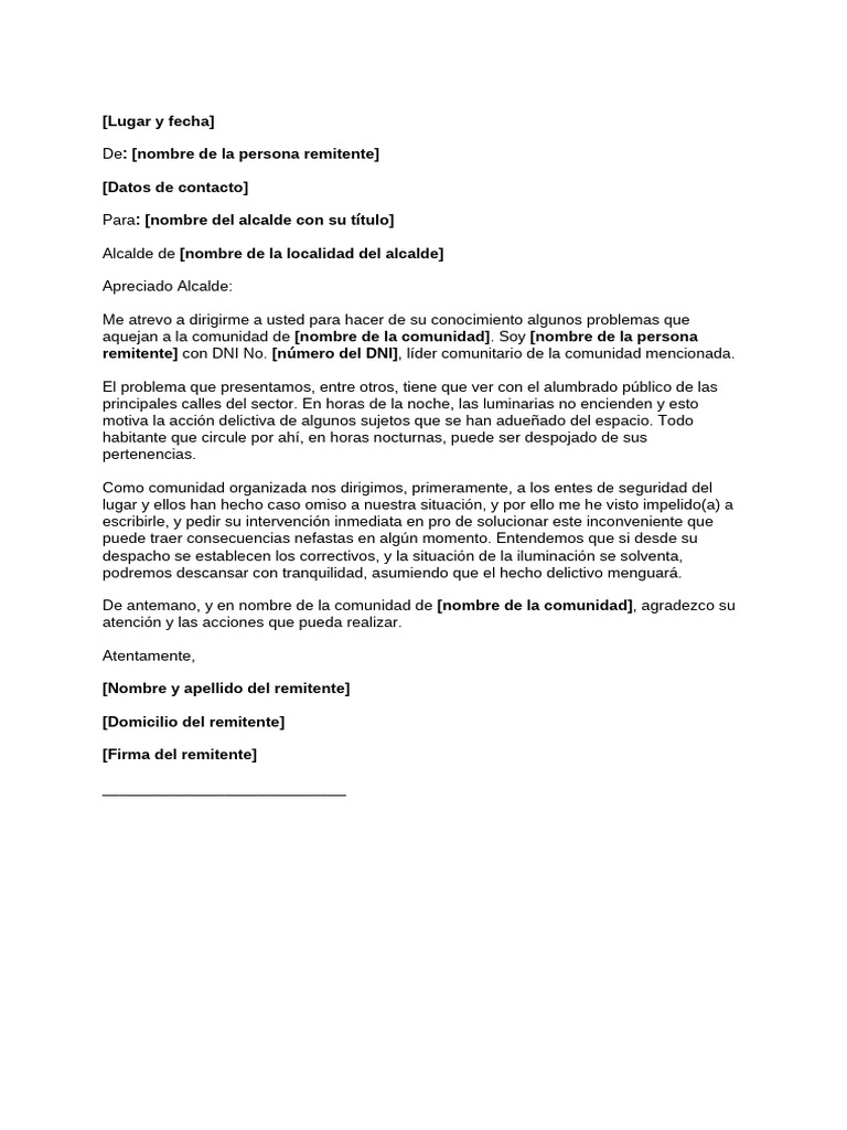 Modelo de Carta Formal A Un Alcalde en Word y PDF para Imprimir 1 | PDF