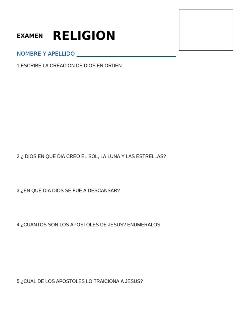 Examen Religion | PDF