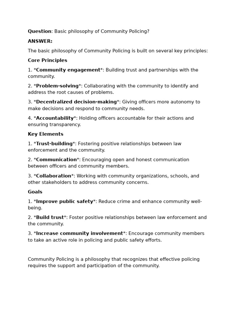 Philosophy of Community Policing | PDF