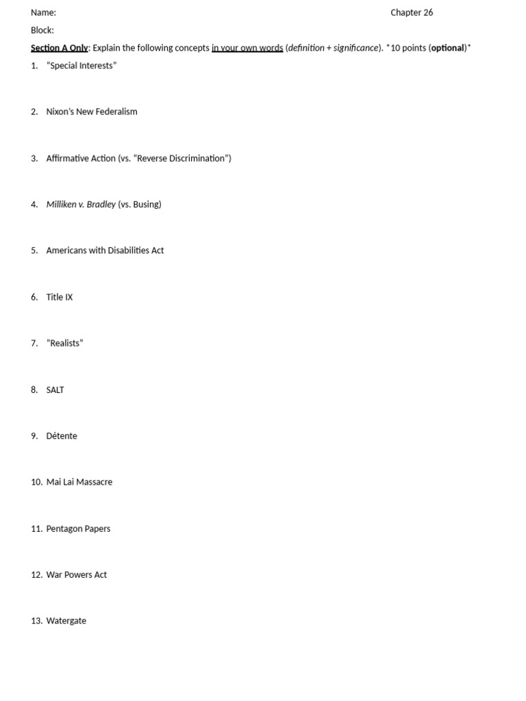 CH26 Worksheet (Part A Only) | PDF