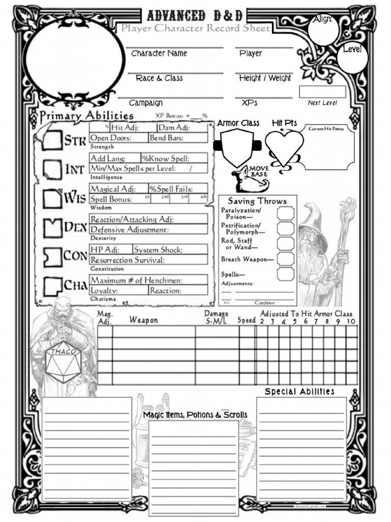 ADnD PC Sheet Greyhawk | PDF