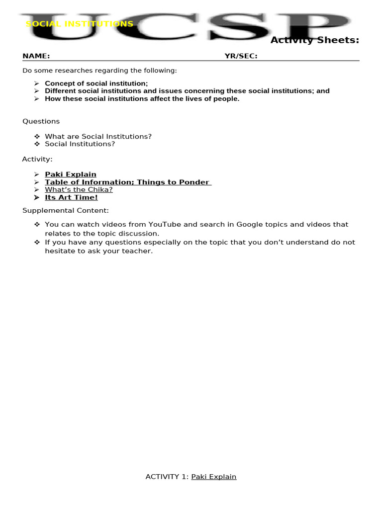 UCSP NEW Activity Sheets NOV.92023 | PDF