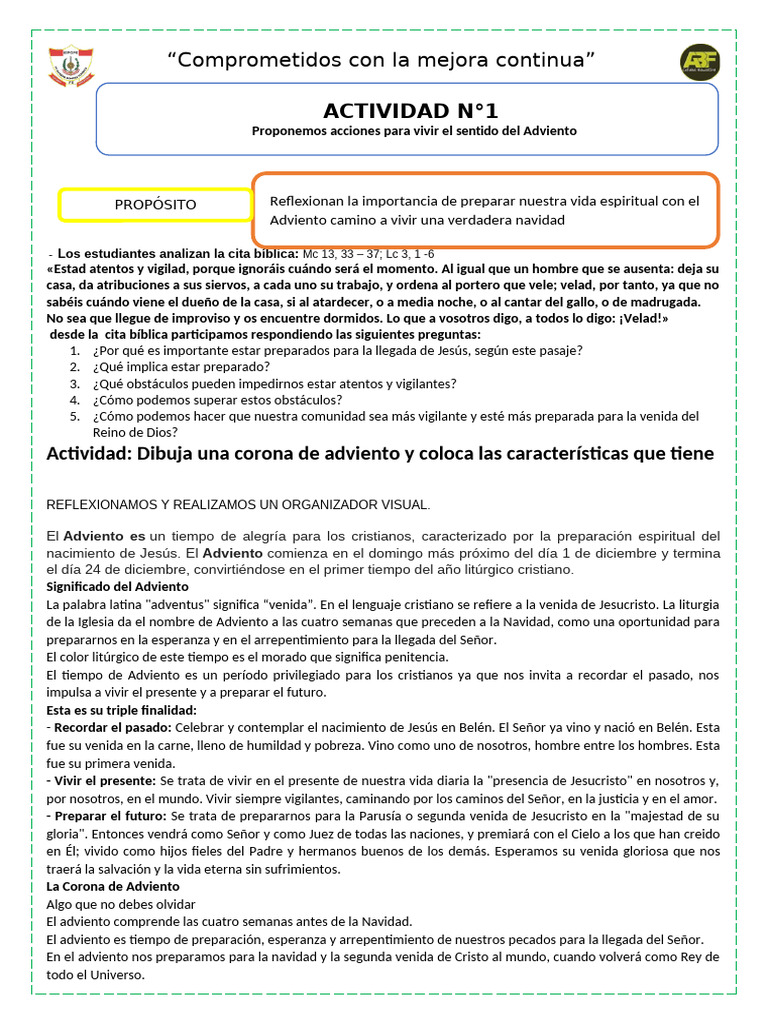 ficha segundo sesión 35 - | PDF | Adviento | Segundo advenimiento
