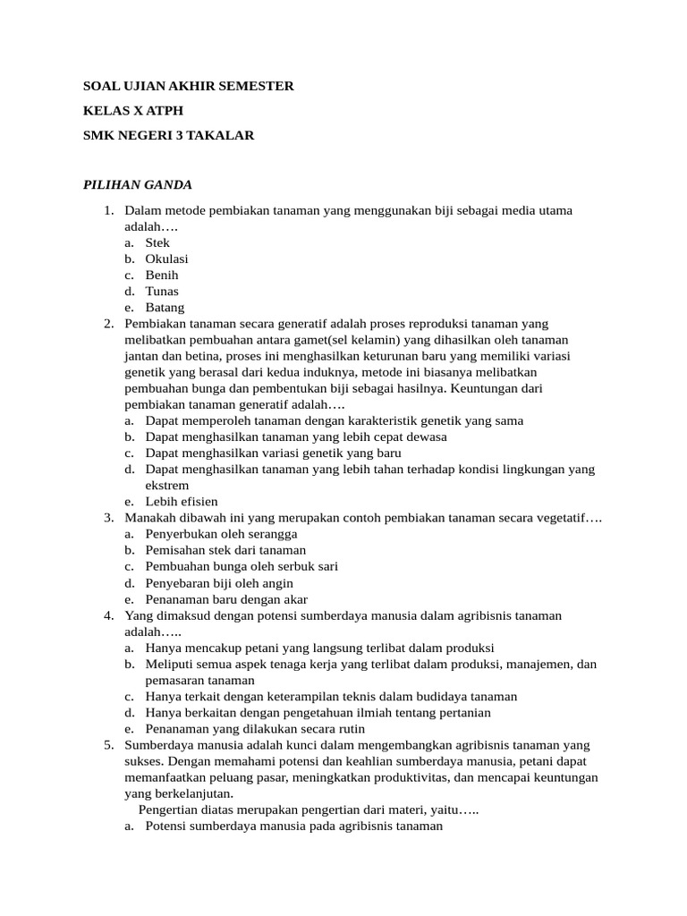 Sumatif Akhir Semester Ddat X Atph | PDF