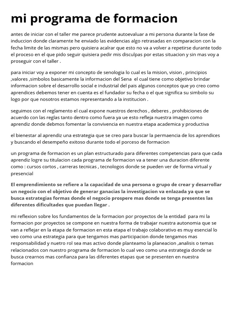 Mi Programa de Formacion | PDF