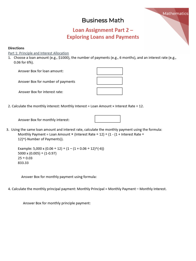 Loan Assignment Part 2 Template | PDF | Interest | Prices