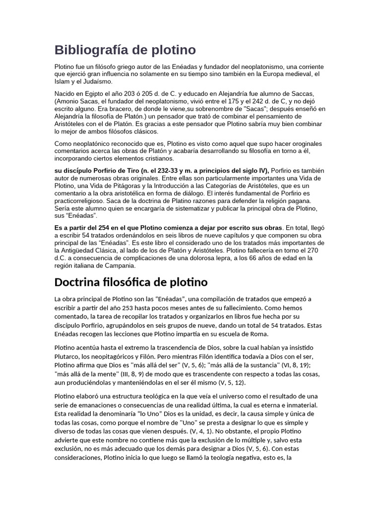 plotino y el neoplatonismo | PDF | neoplatonismo | Platón