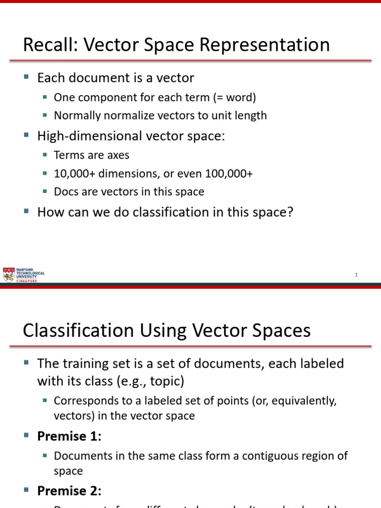 Lecture 8 2 Text Classification Naïve Bayes Vector Space Classification Pdf Support