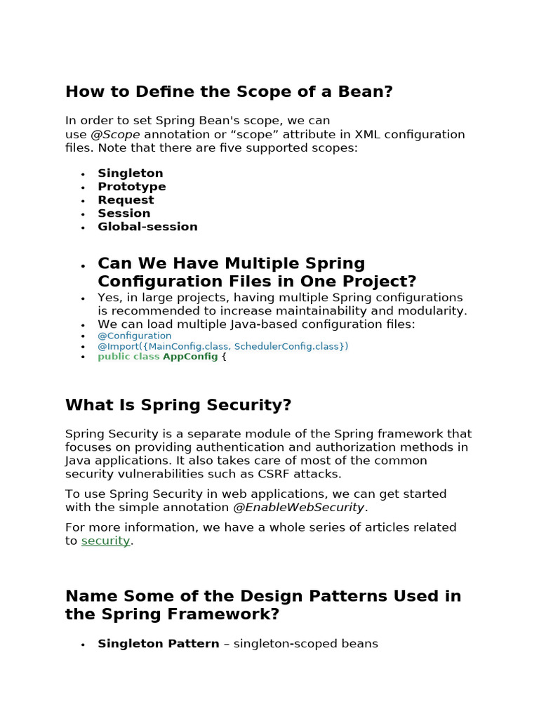 How To Define The Scope of A Bean | PDF